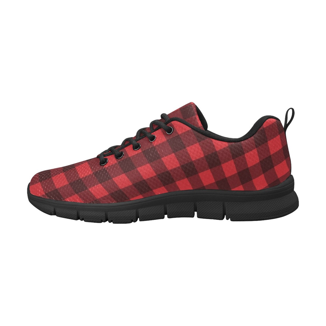 Red Buffalo Plaid Women Sneakers Black Checkered Custom Cute | Etsy