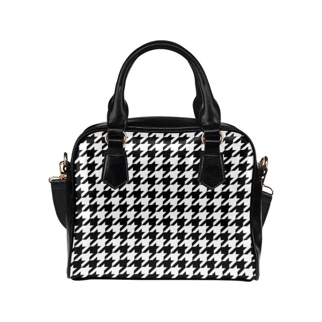Houndstooth Purse Handbag With Shoulder Strap, Vintage Cute Black White ...
