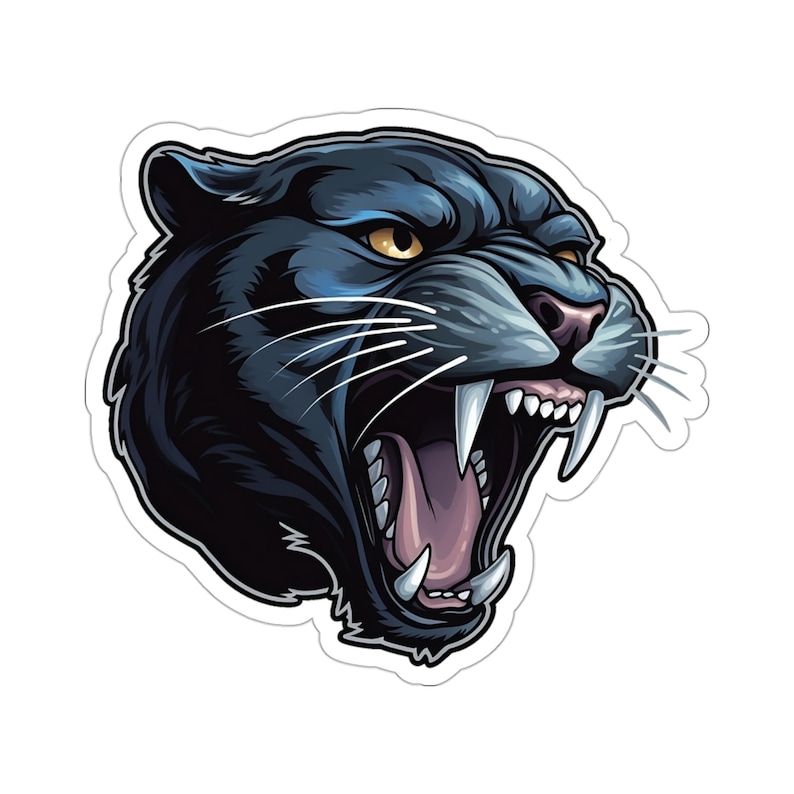 Panther Sticker Decal, Black Puma Art Vinyl Laptop Cute Waterbottle ...