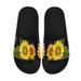 Sunflower Women Slide Sandals, Yellow Flower Floral Shoes Flat Wedge ...