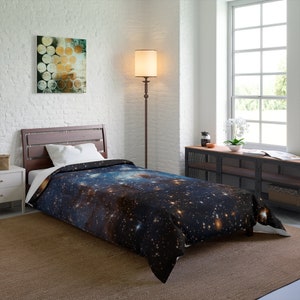 Galaxy Space Bed Comforter, Celestial Stars Constellation King Queen ...