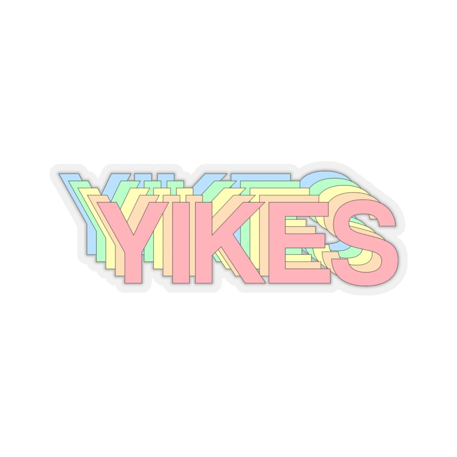 Yikes Stickers Pastel Rainbow Laptop Vinyl Cute Waterproof - Etsy
