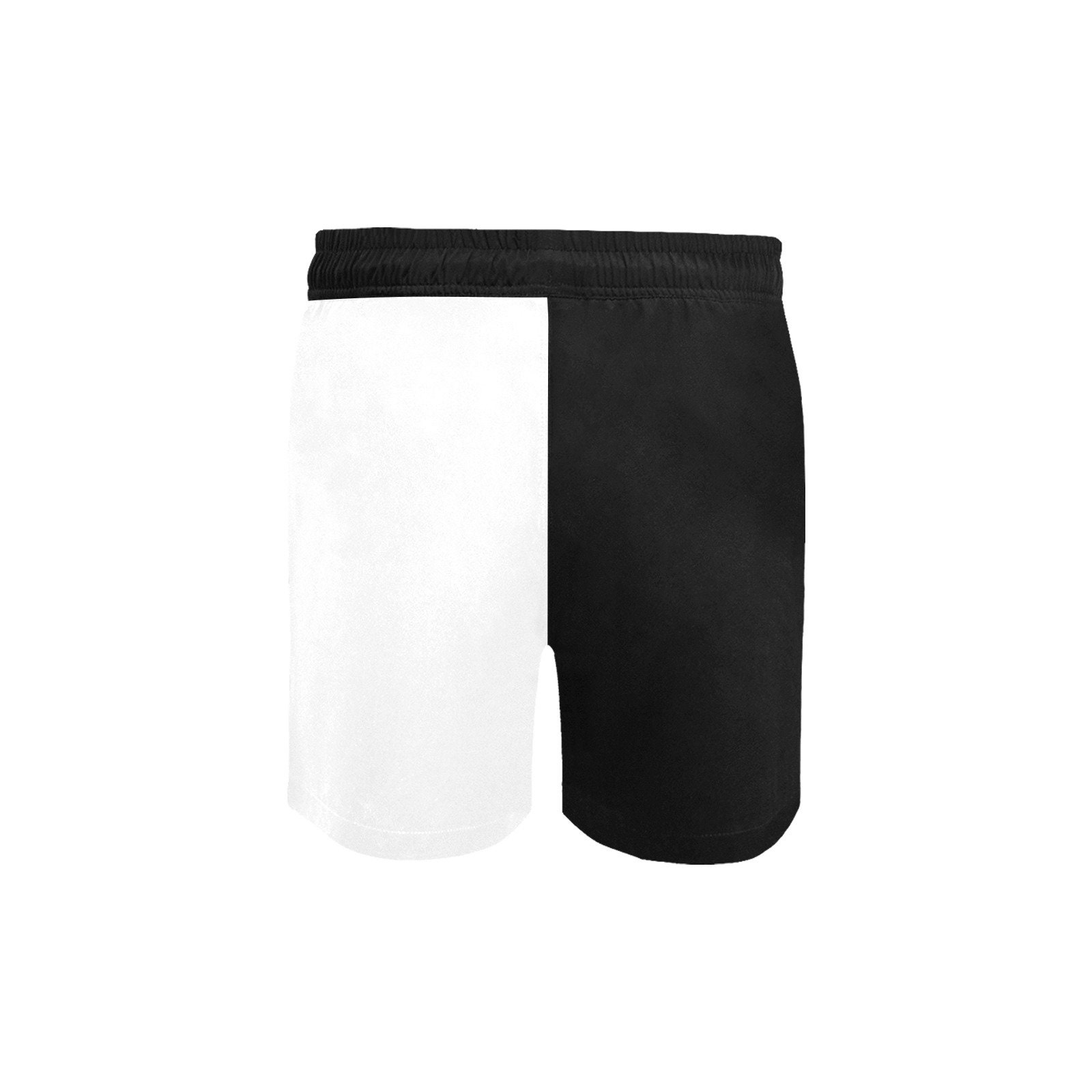 Half Black Half White Men Swim Trunks Shorts, Two Tone Mid Length Beach ...