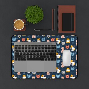 Cat Desk Mat, Cute Kittens Art Large Small Wide Gaming Keyboard Mouse ...