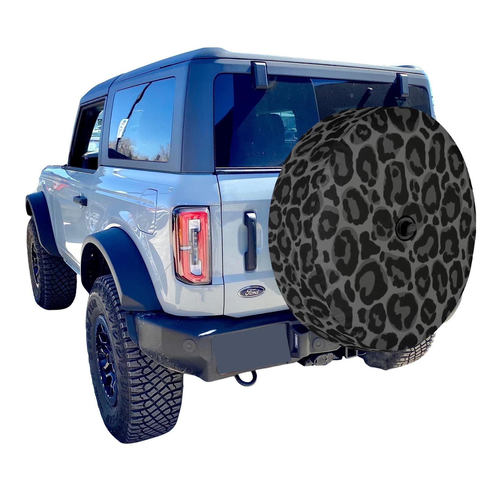 Black Leopard Spare Tire Cover, Animal Cheetah Print Backup Camera Hole ...