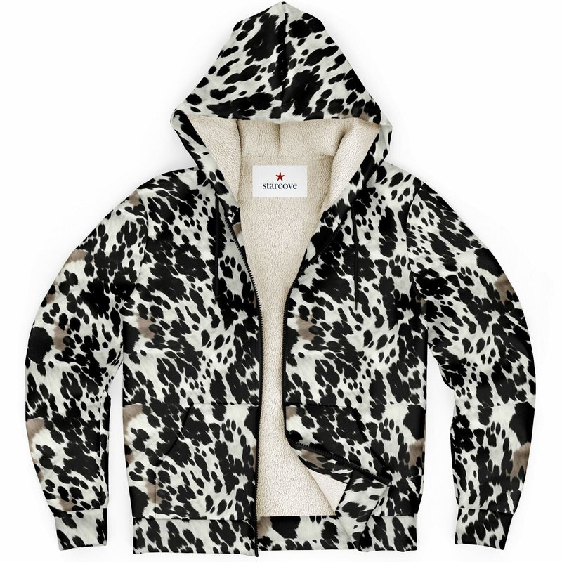 Zip up Cow Print Jacket - Etsy