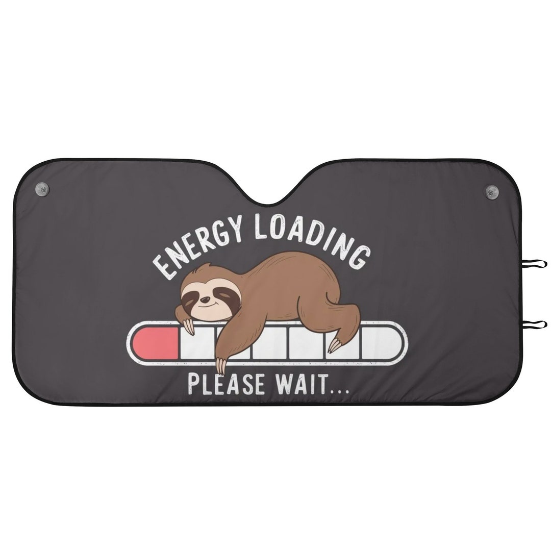 Funny Sloth Car Sun Shade, Energy Loading EV Front Windshield Coverings ...