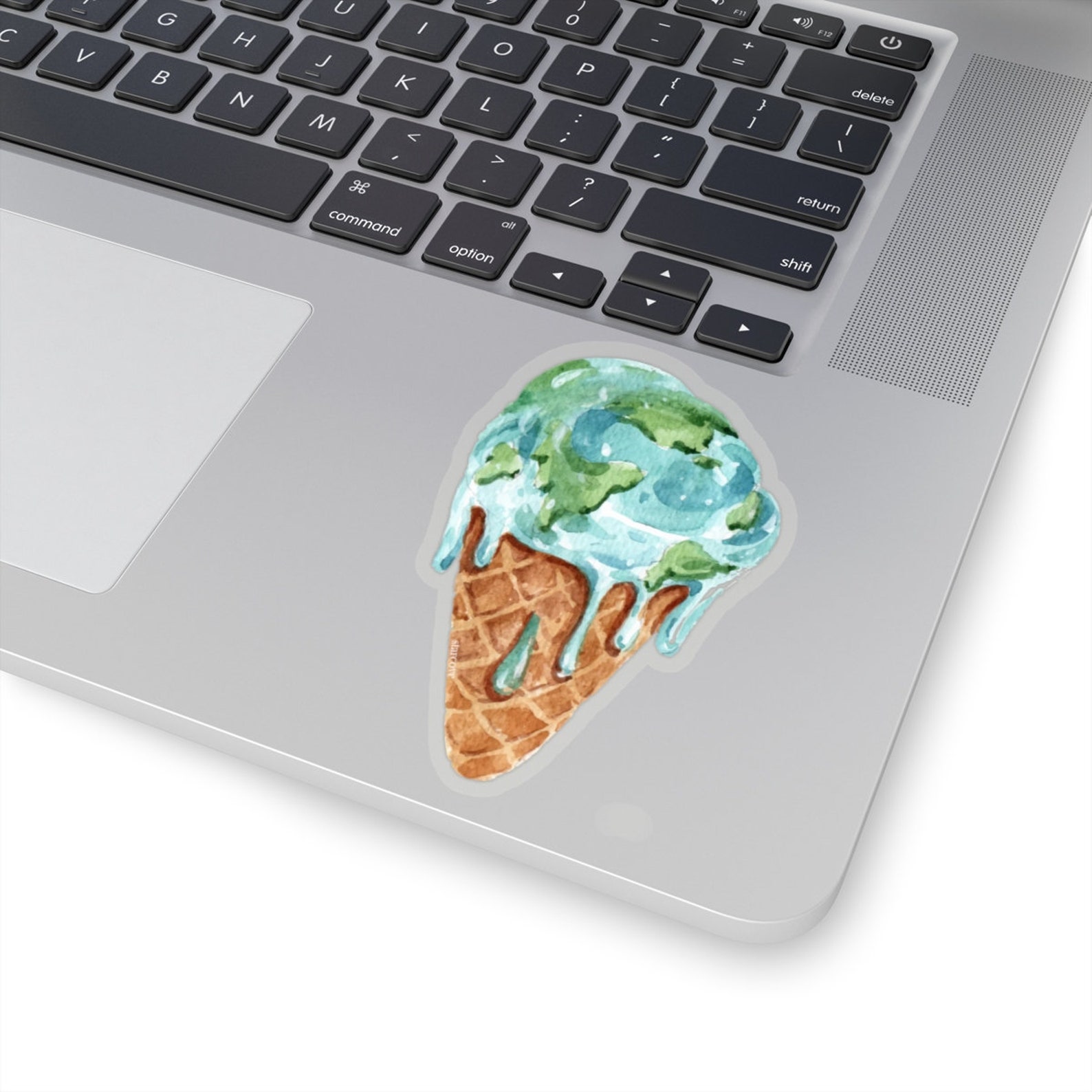 Melting Earth Ice Cream Cone Stickers, Climate Change Planet Global ...