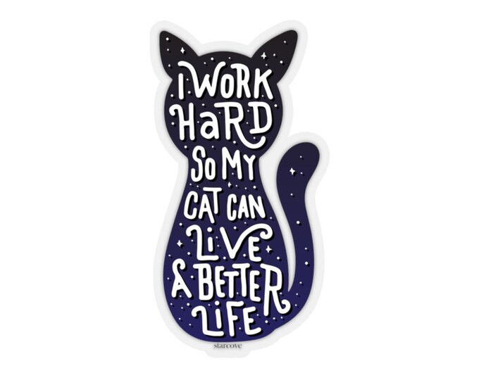 Cute Cat Vinyl Sticker, Funny Cat Car Decal, Kawaii Laptop Sticker ...