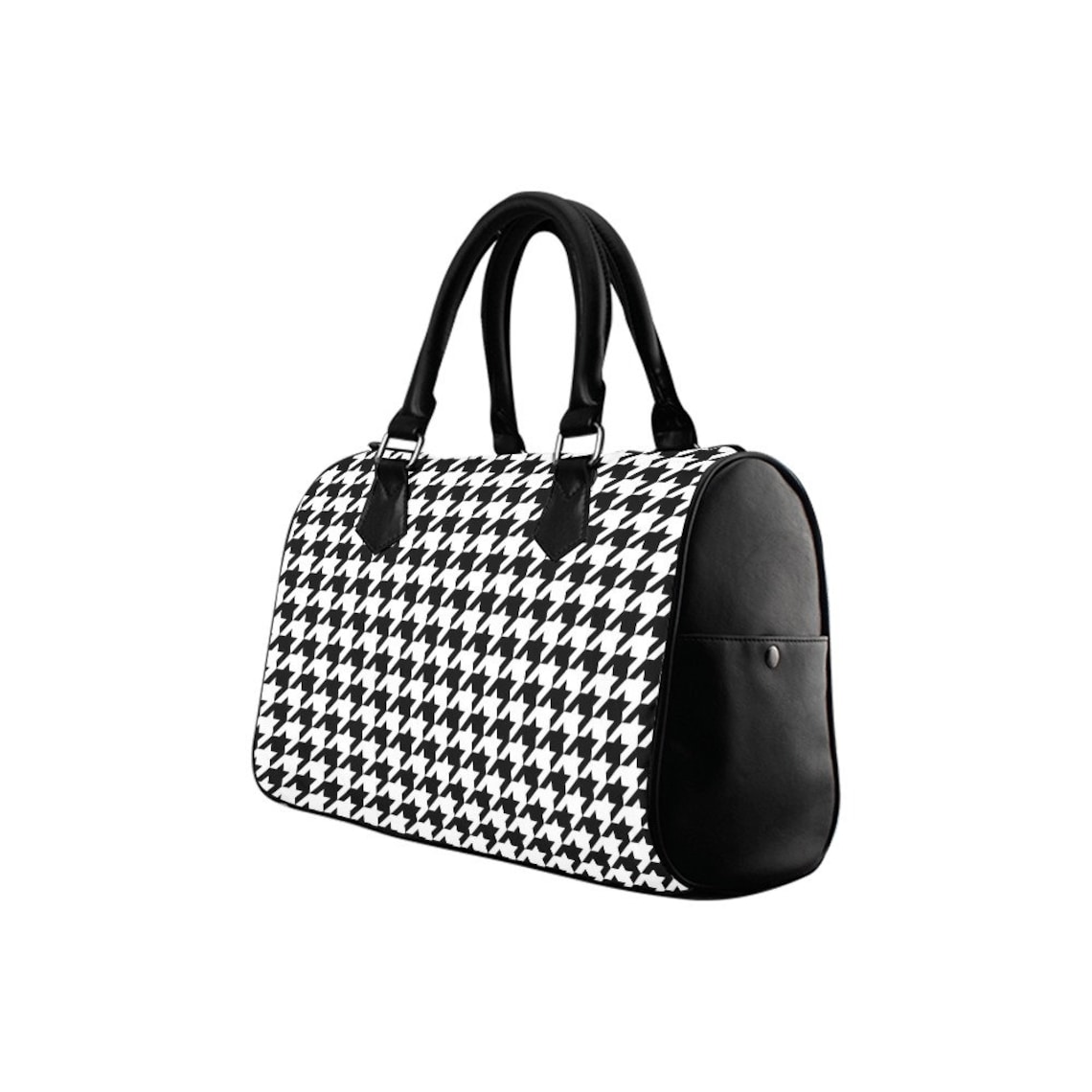 Houndstooth Top Handle Handbag Black White Art Print Purse - Etsy