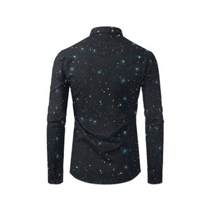 Constellation Space Long Sleeve Men Button up Shirt, Universe Stars ...