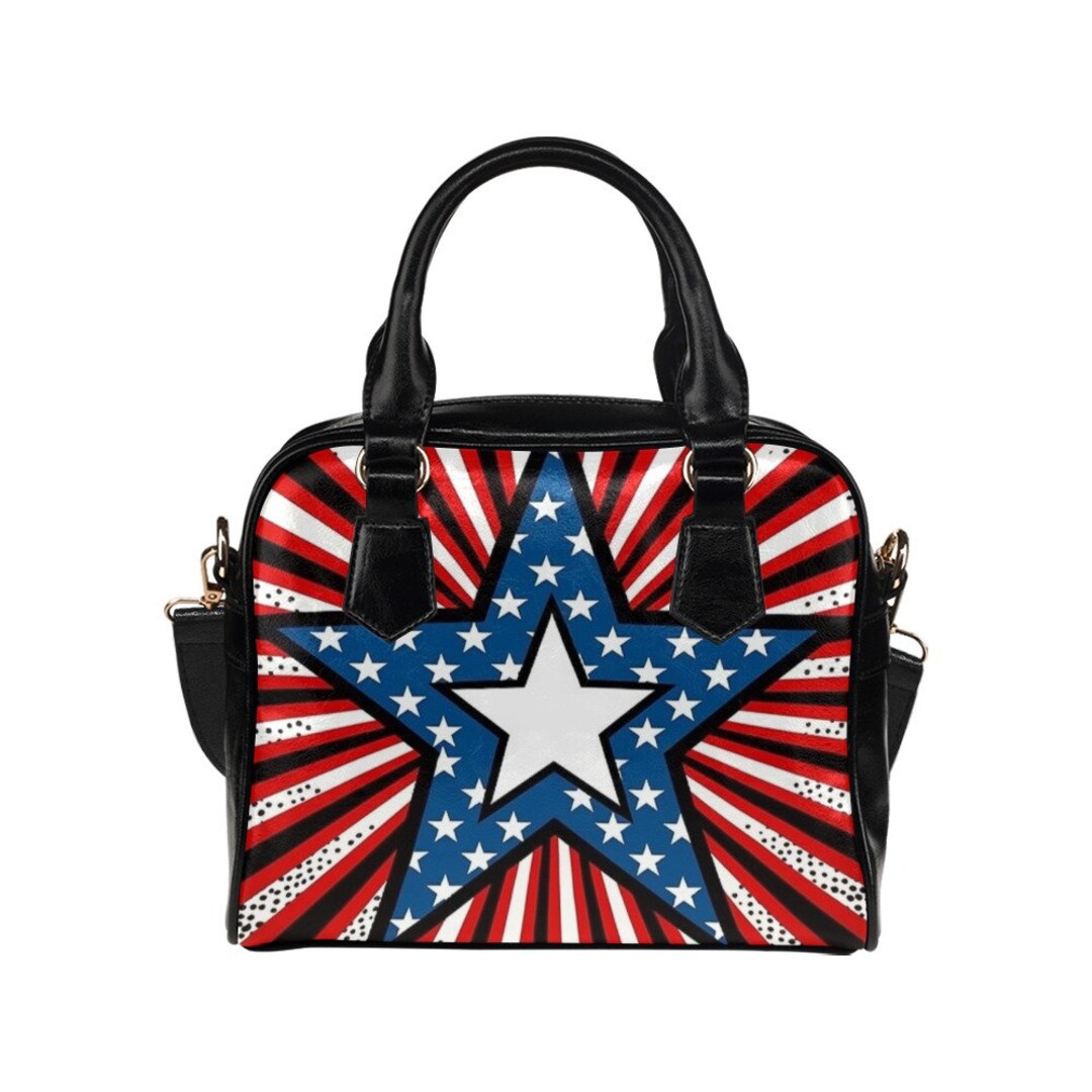 American Flag Purse, Stars Stripes Red White Blue USA Patriotic Black ...