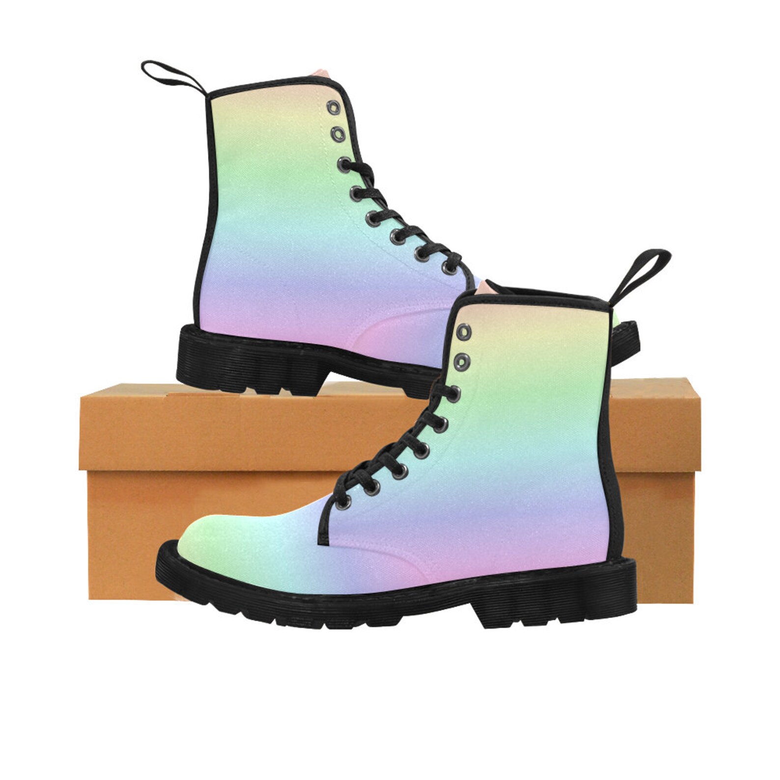 Pastel Rainbow Women's Boots Gradient Ombre Pink Vegan - Etsy