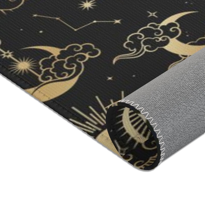 Moon Stars Area Rug Carpet, Black Constellation Home Floor Decor Chic ...