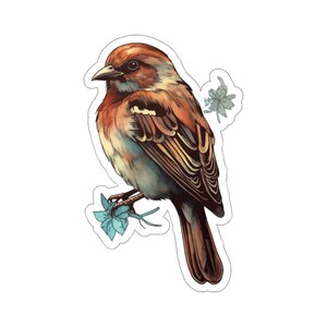 Sparrow Sticker, Bird Animal Laptop Decal Vinyl Cute Waterbottle ...