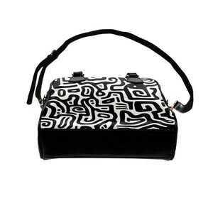 Black White Purse, Abstract Maze Modern Art Cute Small Shoulder Vegan ...