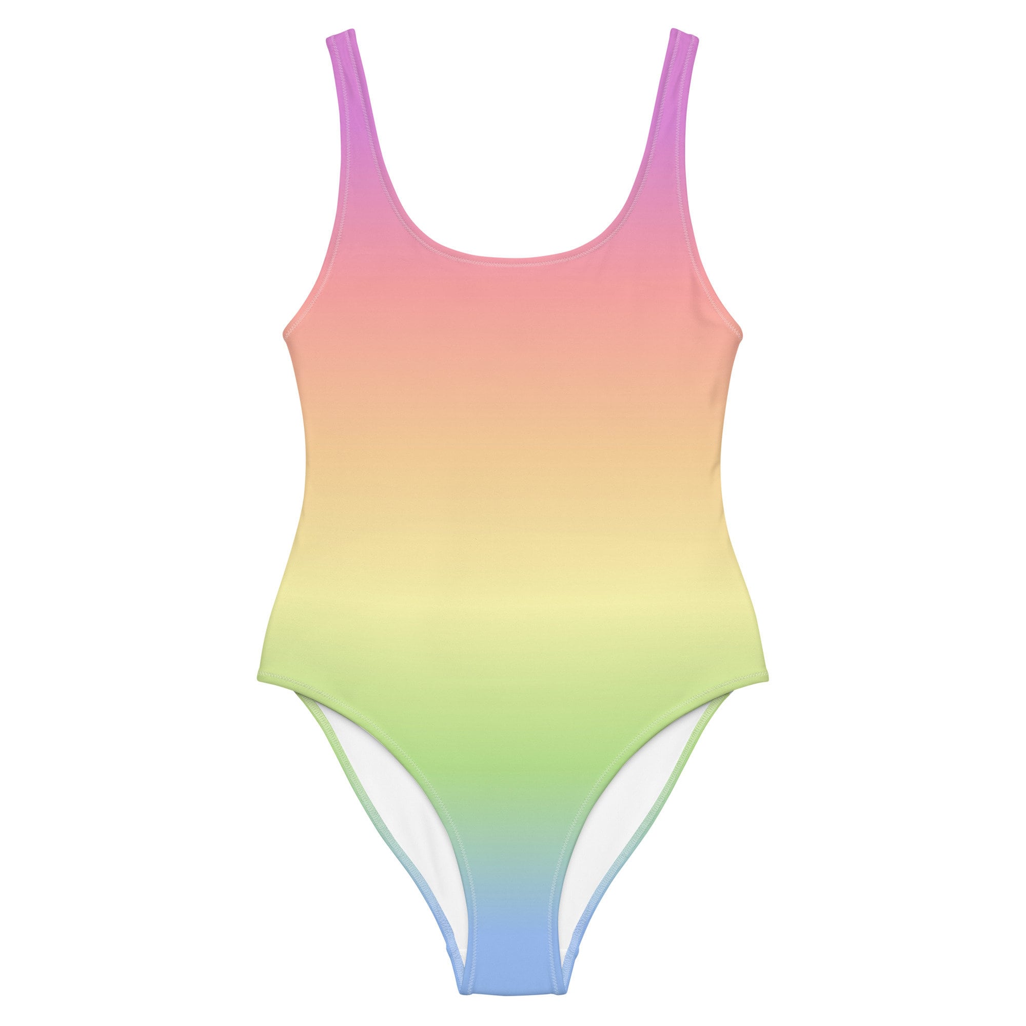 Pastel Rainbow One Piece Swimsuit For Women Cute Kawaii Tie Etsy