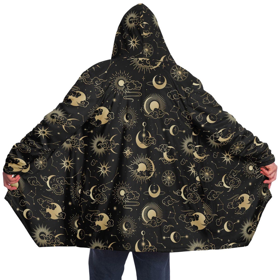 Sun Moon Hooded Cloak, Stars Celestial Coat Men Women Male Ladies ...