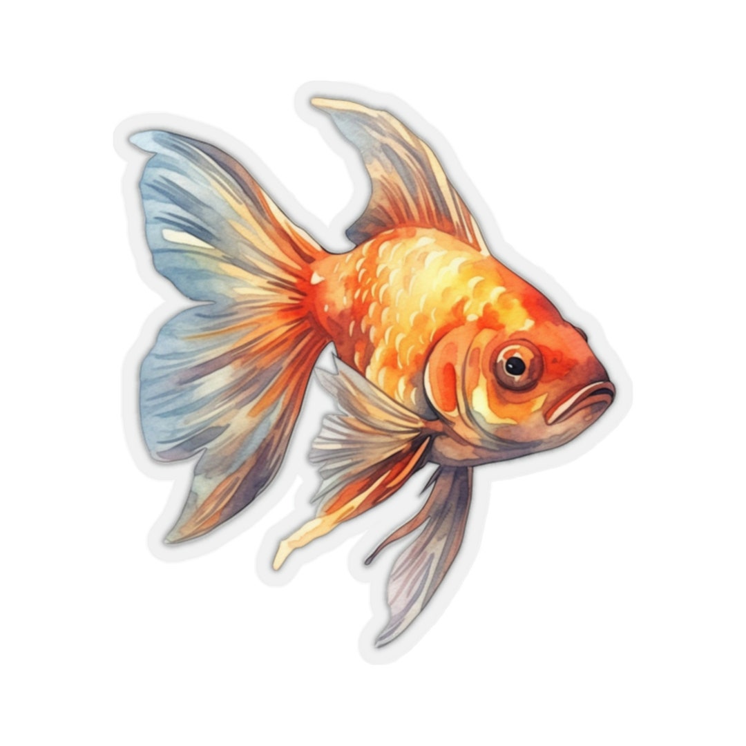 Goldfish Sticker, Fish Animal Laptop Decal Vinyl Cute Waterbottle ...