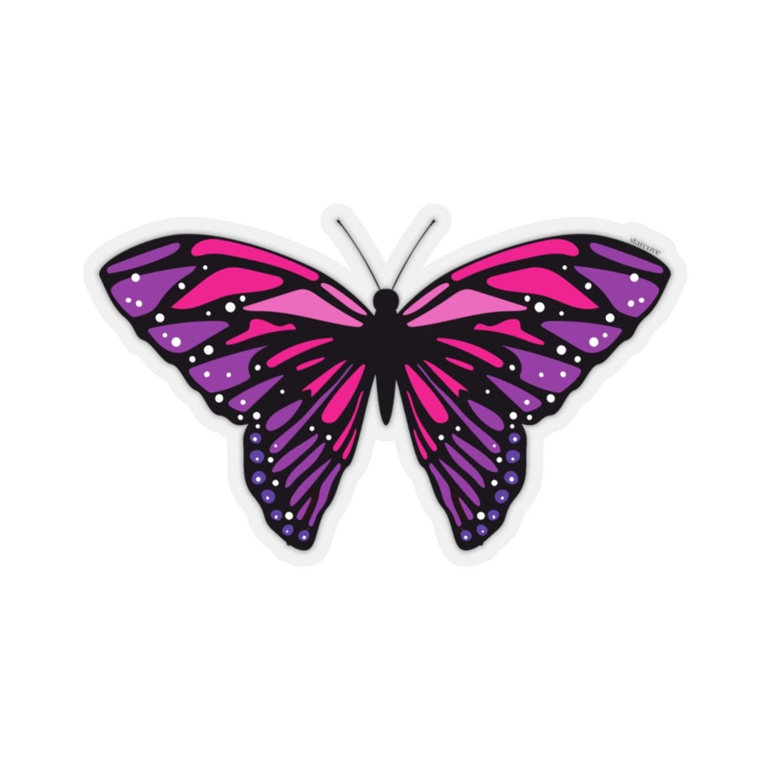 Pink Purple Butterfly Sticker, Animal Laptop Decal Vinyl Cute ...