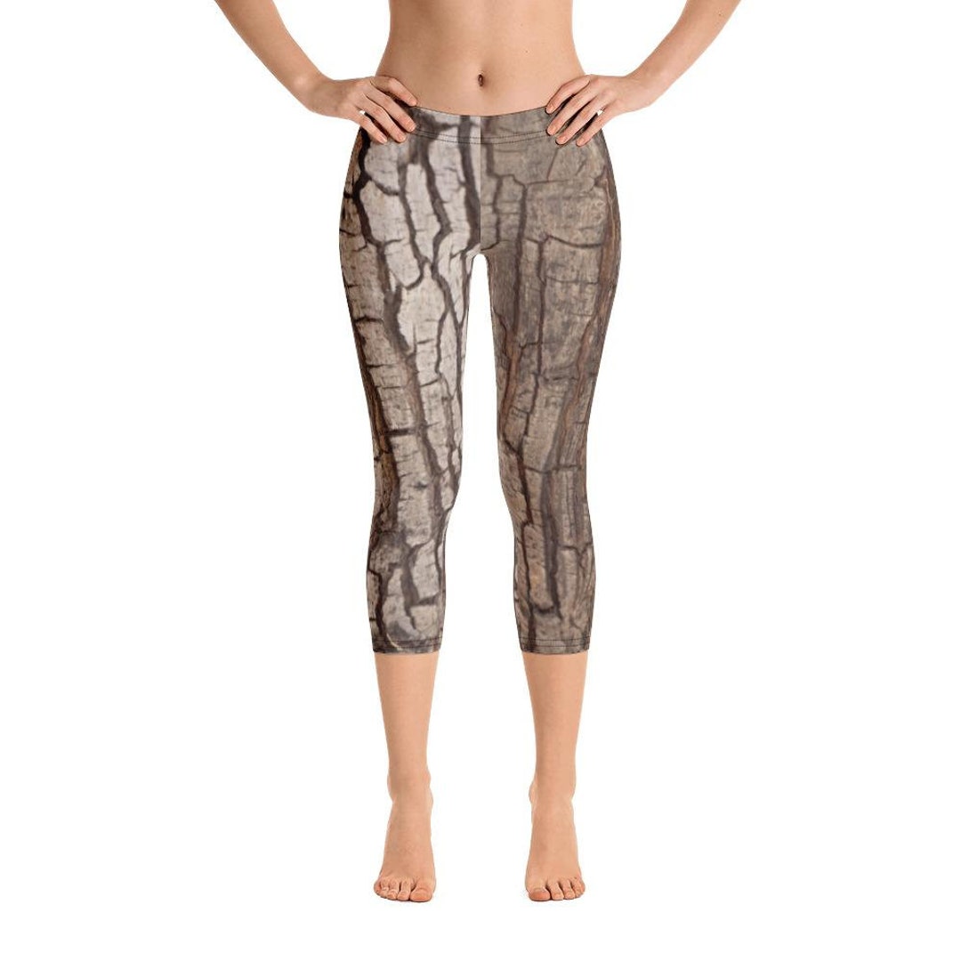 Tree Bark Print Leggings, Nature Hunting Wood Print Camouflage, Forest ...