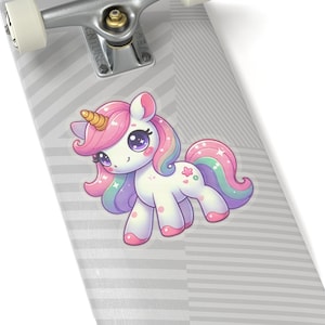 Cute Unicorn Sticker Decal, Rainbow Pink Art Vinyl Laptop Waterbottle ...