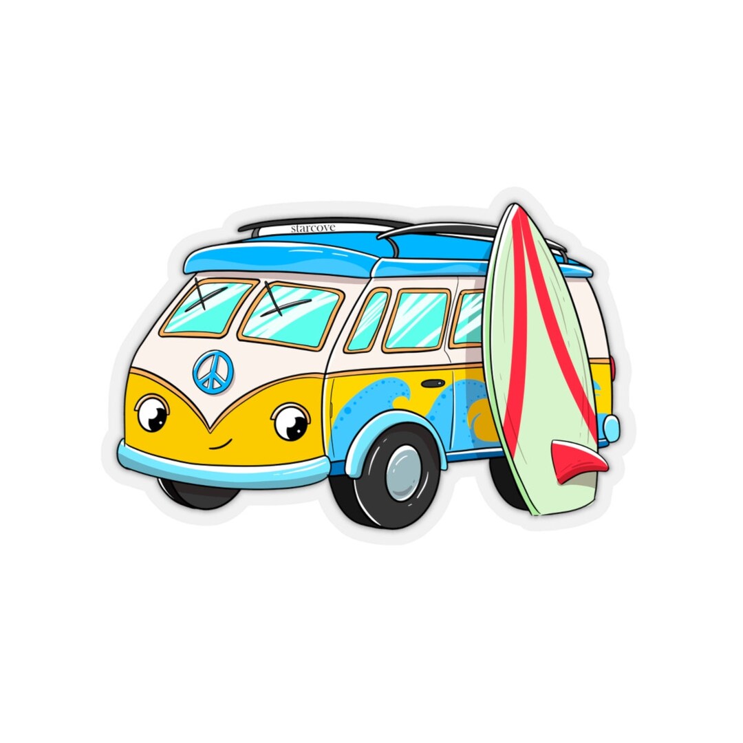 Camper Van Surfboard Stickers Peace Bus Vintage Surf Ocean - Etsy
