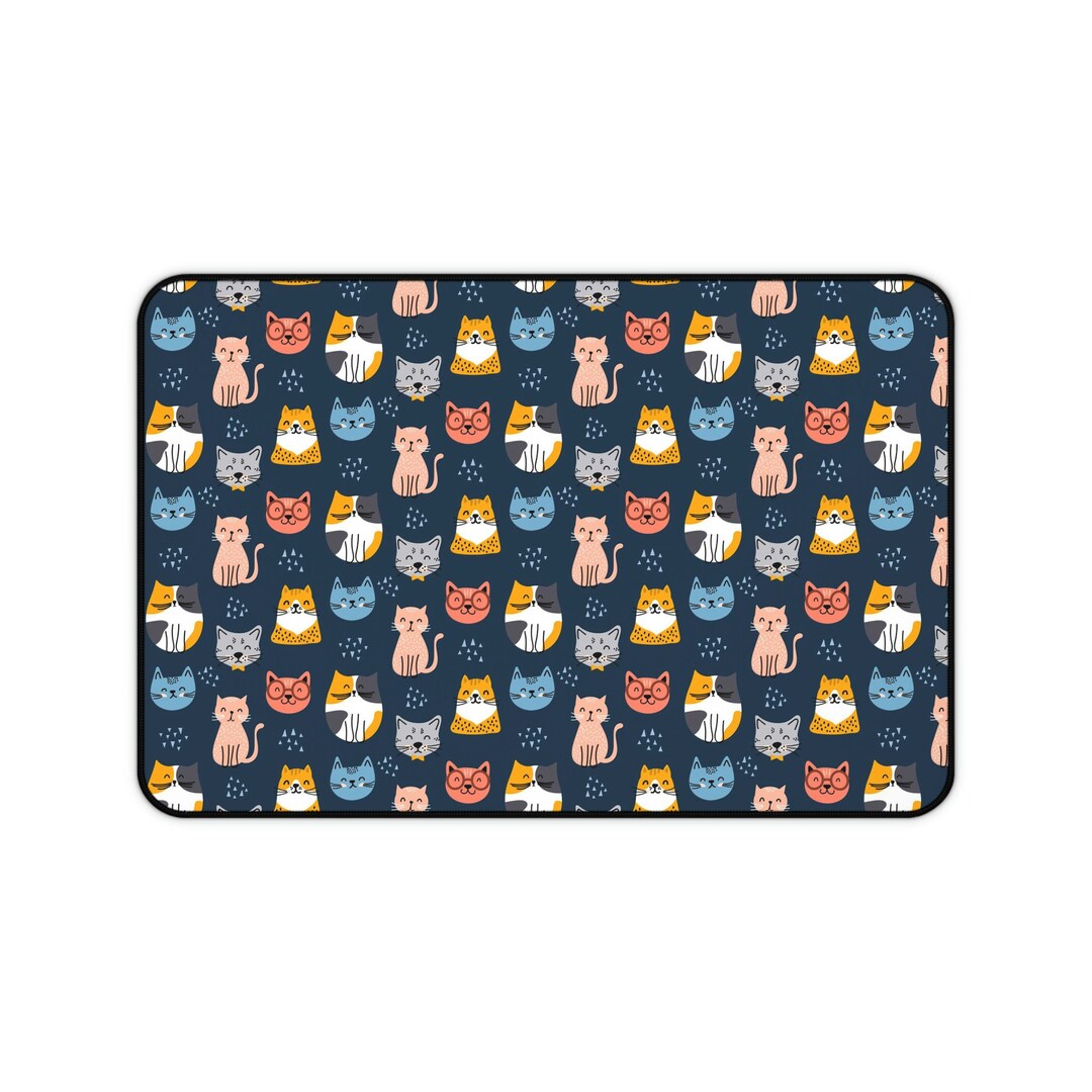 Cat Desk Mat, Cute Kittens Art Large Small Wide Gaming Keyboard Mouse ...