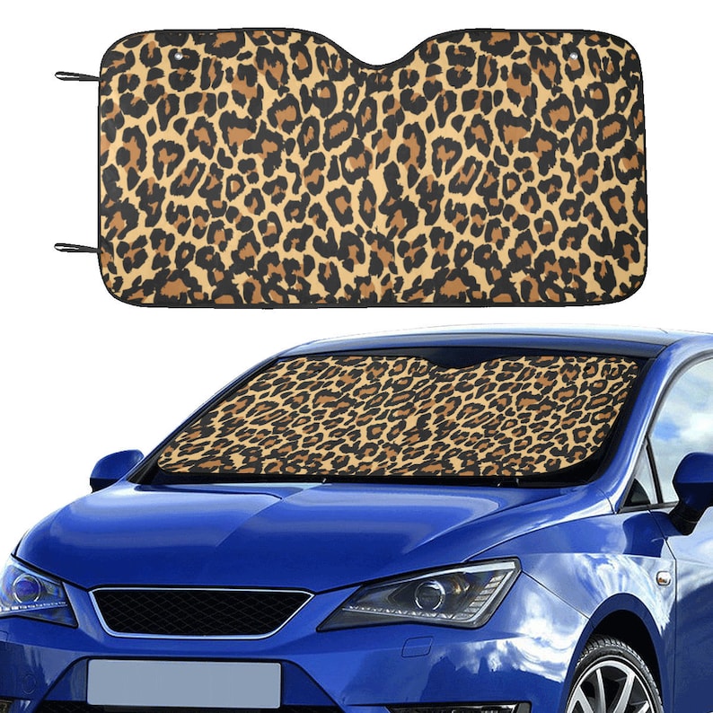 Leopard Print Windshield Sun Shade Animal Cheetah Car - Etsy