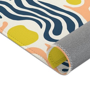 Abstract Area Rug Carpet, Modern Art Yellow Blue Home Floor Decor Chic ...