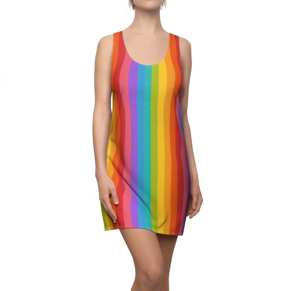 Rainbow Stripe Dress - Etsy