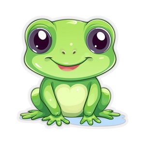 Kawaii Cute Frog Sticker Decal, Green Animal Art Vinyl Laptop ...