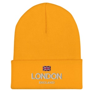 London Embroidered Cuffed Beanie, England UK Flag Embroidery Party Men ...