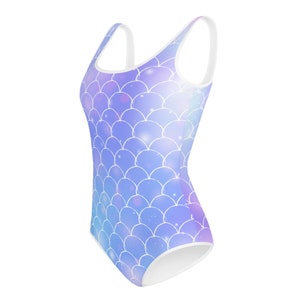 MERMAID Youth Girls Swimsuit, Purple Sparkle Printed Kids Young ...