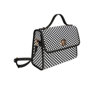 Checkered Satchel Purse Bag, Black White Check Checkerboard Small ...