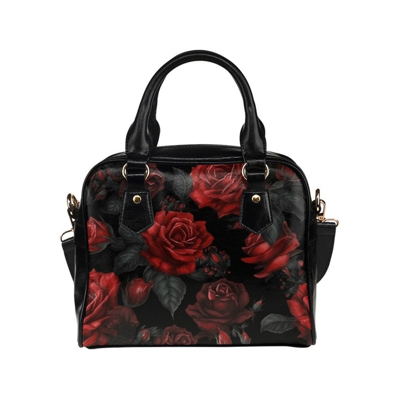 Red Roses Shoulder Purse Cute Black Small Goth Retro Vintage - Etsy