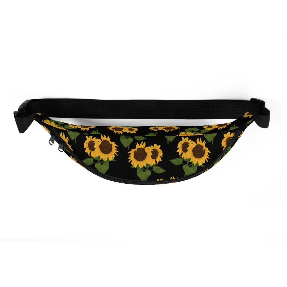 Sunflower Floral Fanny Pack Yellow Black Flower Pattern Boho - Etsy