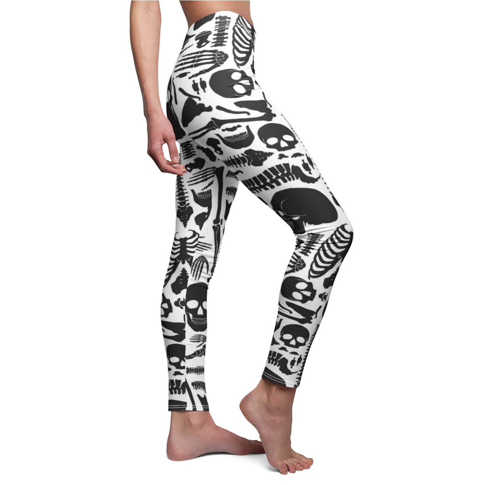 Skeleton Halloween Leggings Black White Skull Human Bones - Etsy