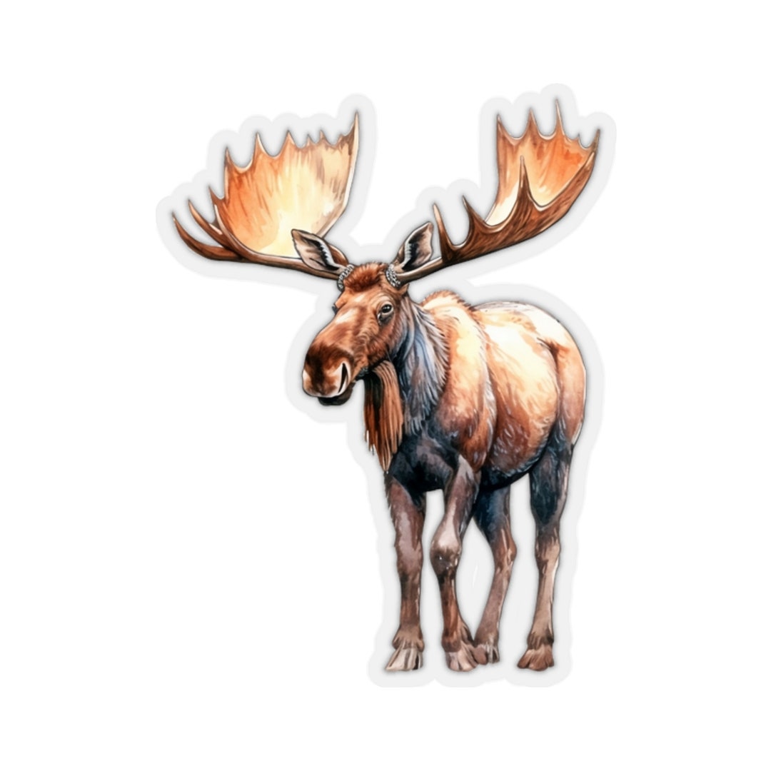 Moose Sticker Decal, Animal Watercolor Art Vinyl Laptop Cute ...