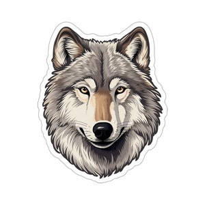 Gray Wolf Sticker Decal, Grey Animal Art Vinyl Laptop Cute Waterbottle ...