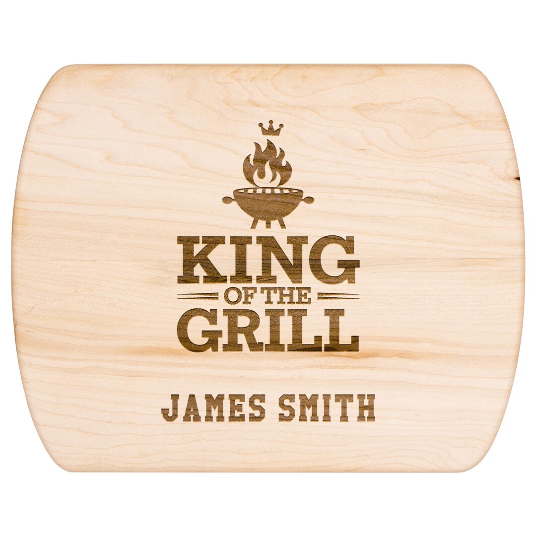 Custom Name BBQ Grill Cutting Board, Personalized Maple Walnut Wood ...