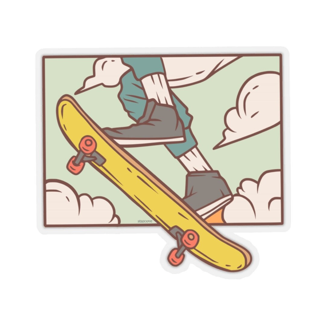 Skater Jump Sticker, Skating Skateboard Laptop Decal Vinyl Cute ...