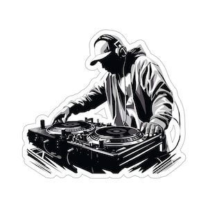 DJ Mixing Sticker Decal, Turntables EDM Music Art Vinyl Laptop Cute ...