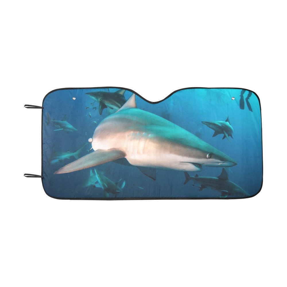 Great White Shark Windshield Sun Shade, Ocean Sea Underwater Car Sun ...