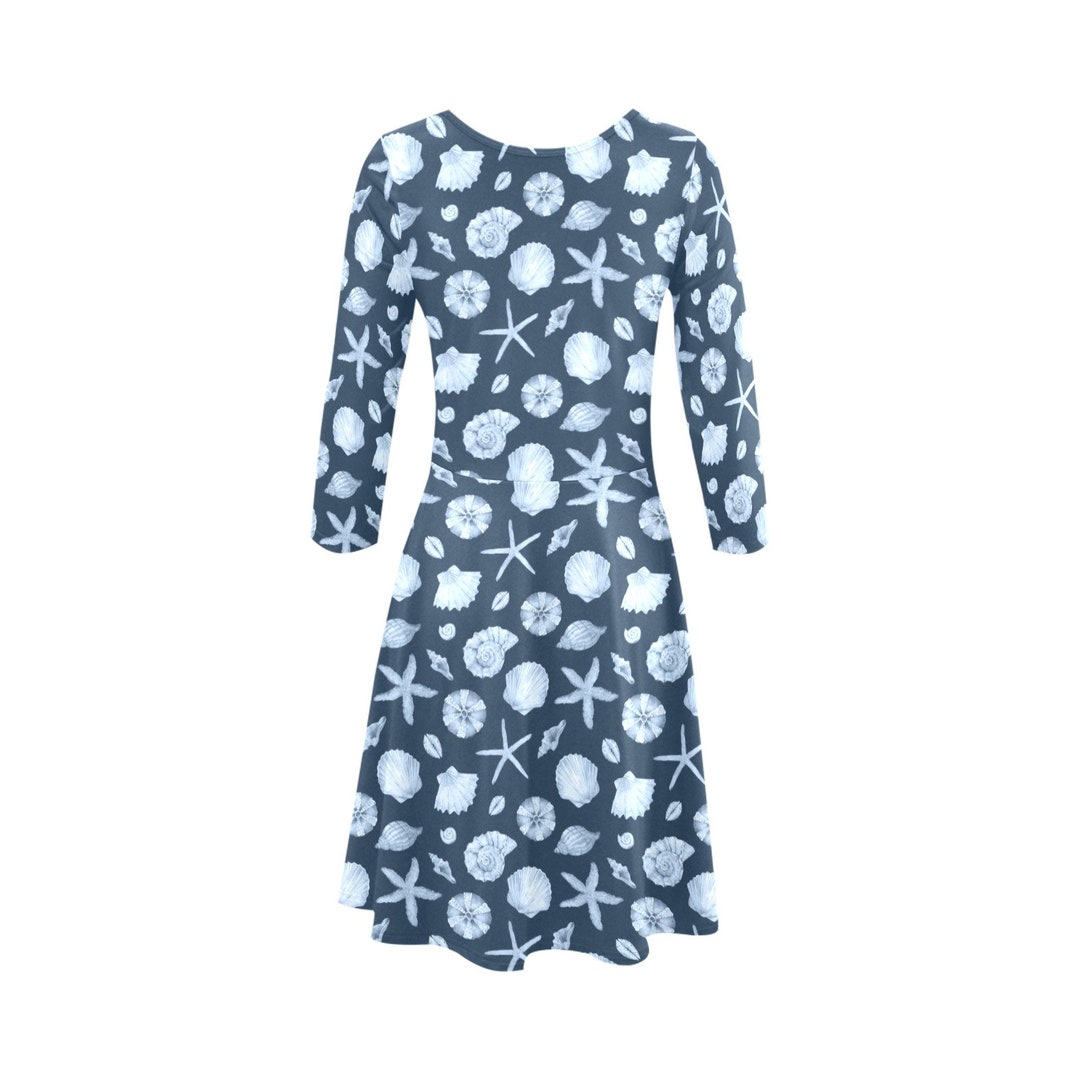 Sea Shells 3 / 4 Sleeve Dress, Summer Sundress Ocean Starfish Beach ...