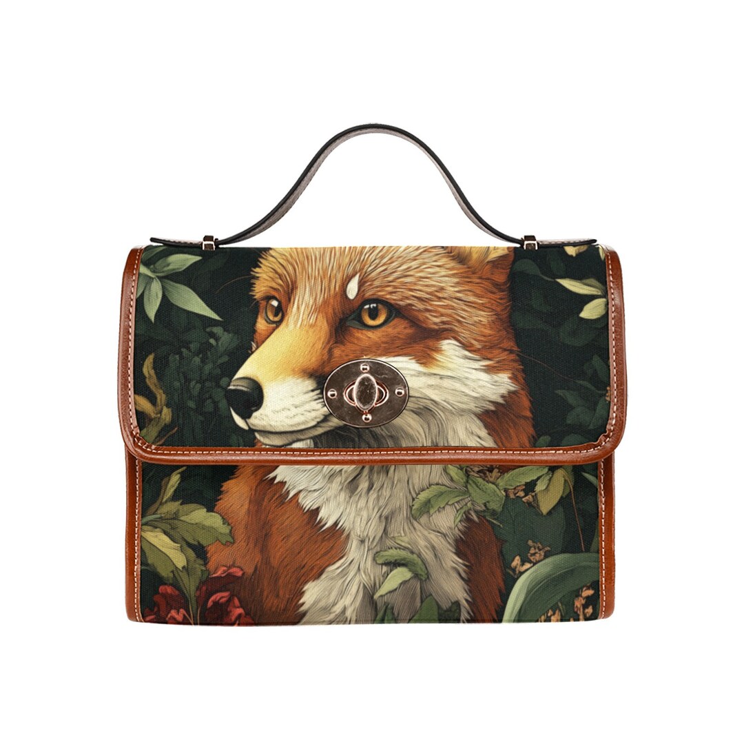 Red Fox Forest Canvas Satchel Purse Bag, Animal Waterproof Cottagecore ...