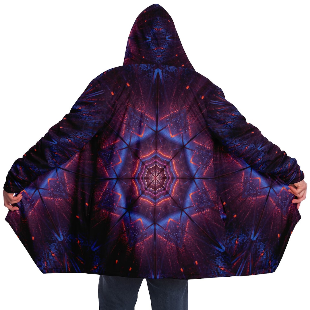 Mandala Hooded Cloak, Space Cosmic Purple Men Women Modern Winter Warm ...