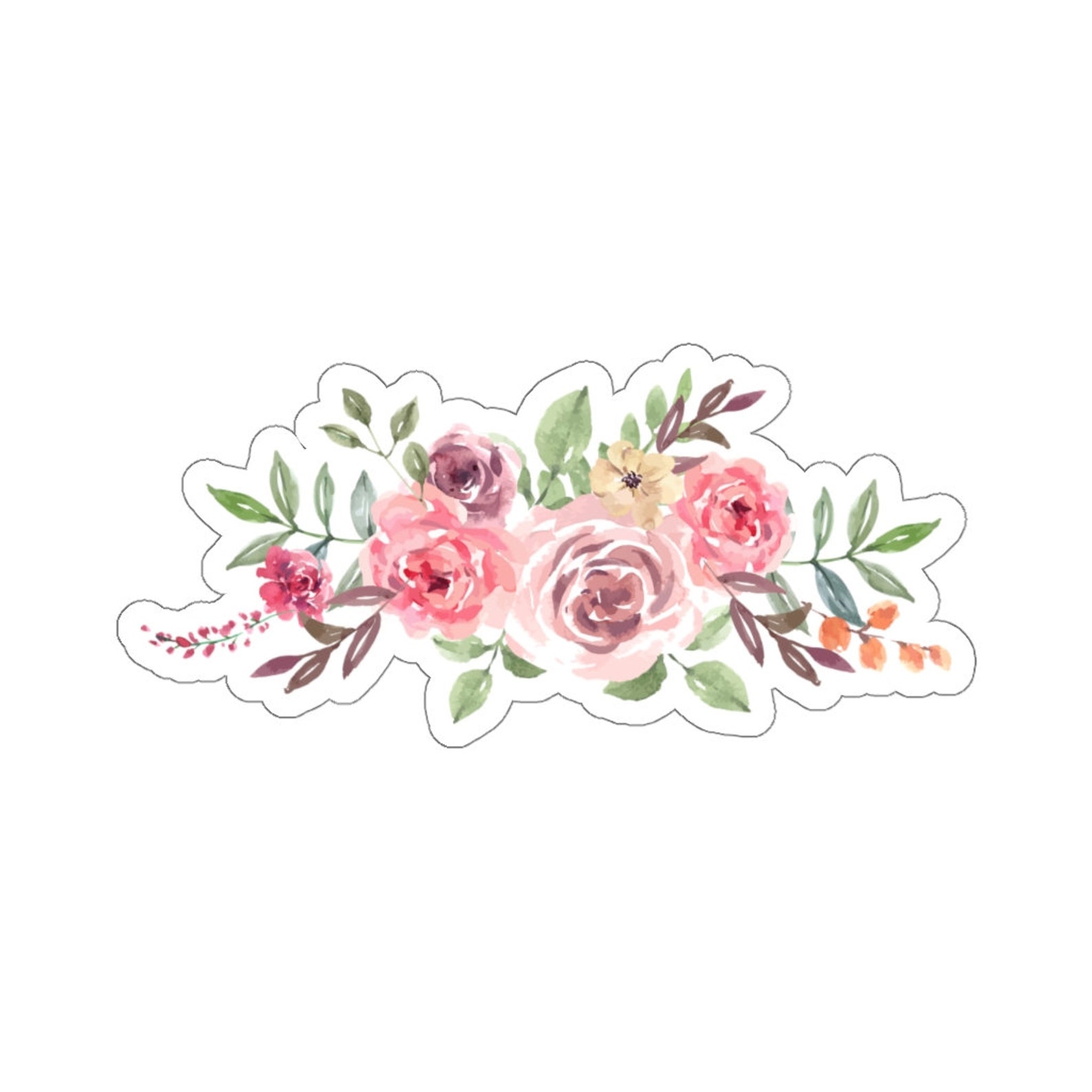 Watercolor Flowers Decal, Bouquet Laptop Decal Vinyl Cute Waterbottle ...