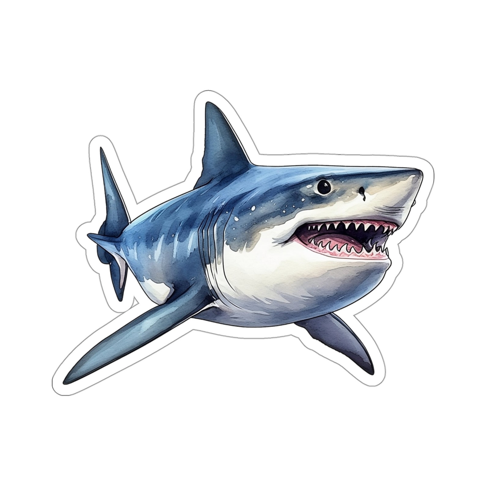 Great White Shark Sticker Decal, Ocean Art Vinyl Laptop Cute ...