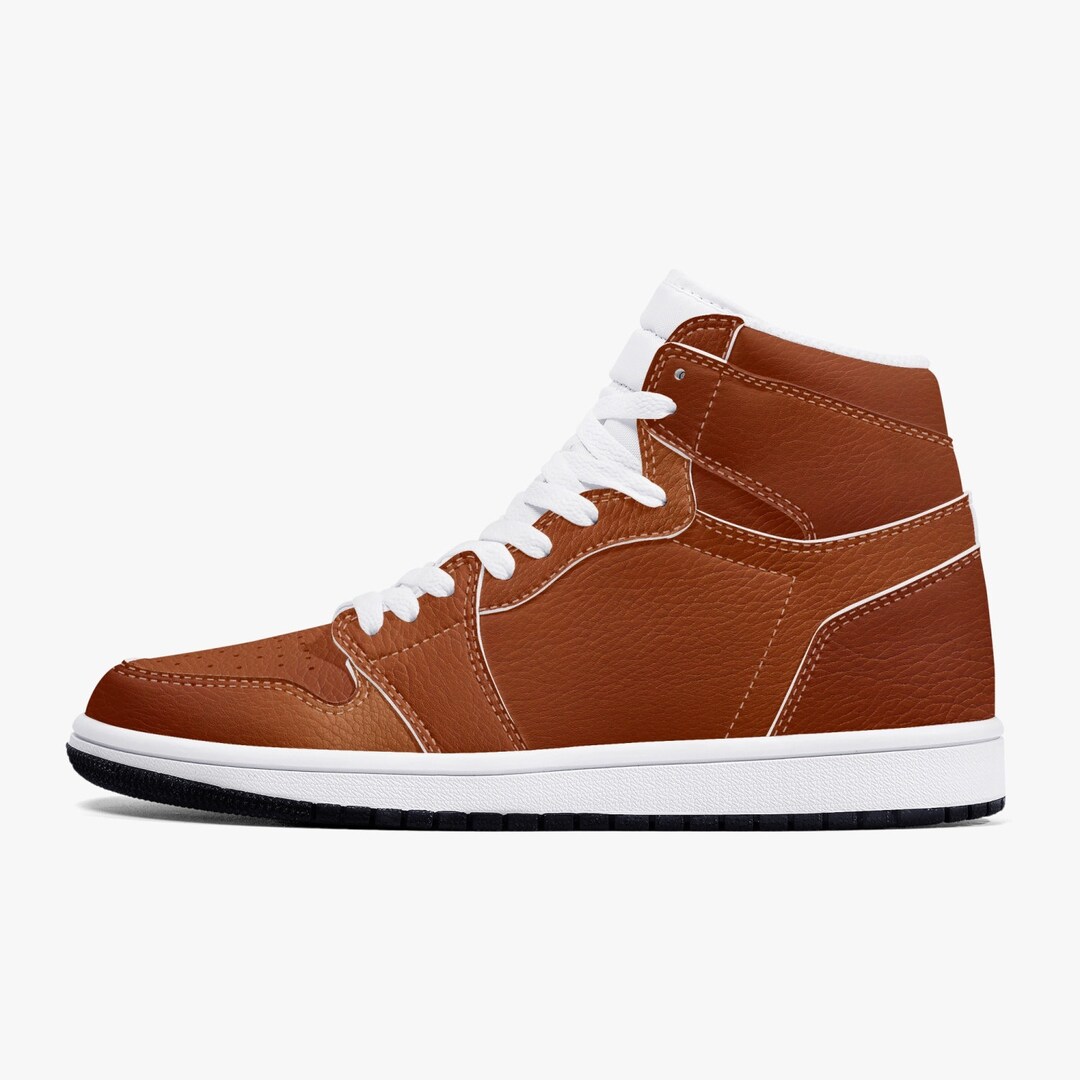 Brown Tan High Top Leather Shoes Sneakers, White Black Men Women Lace ...
